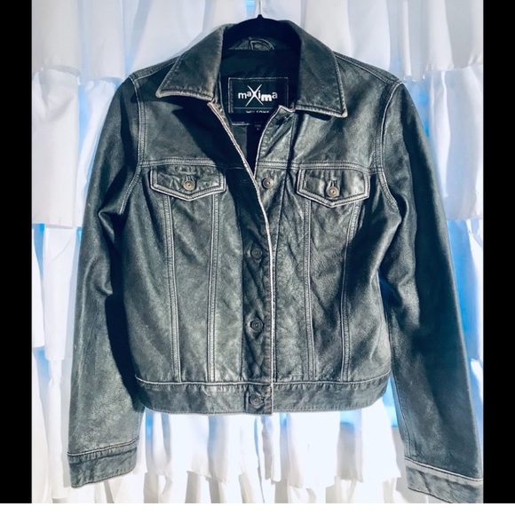 Maxima | Jackets & Coats | Maxima Leather Jacket By Wilson Size M ...